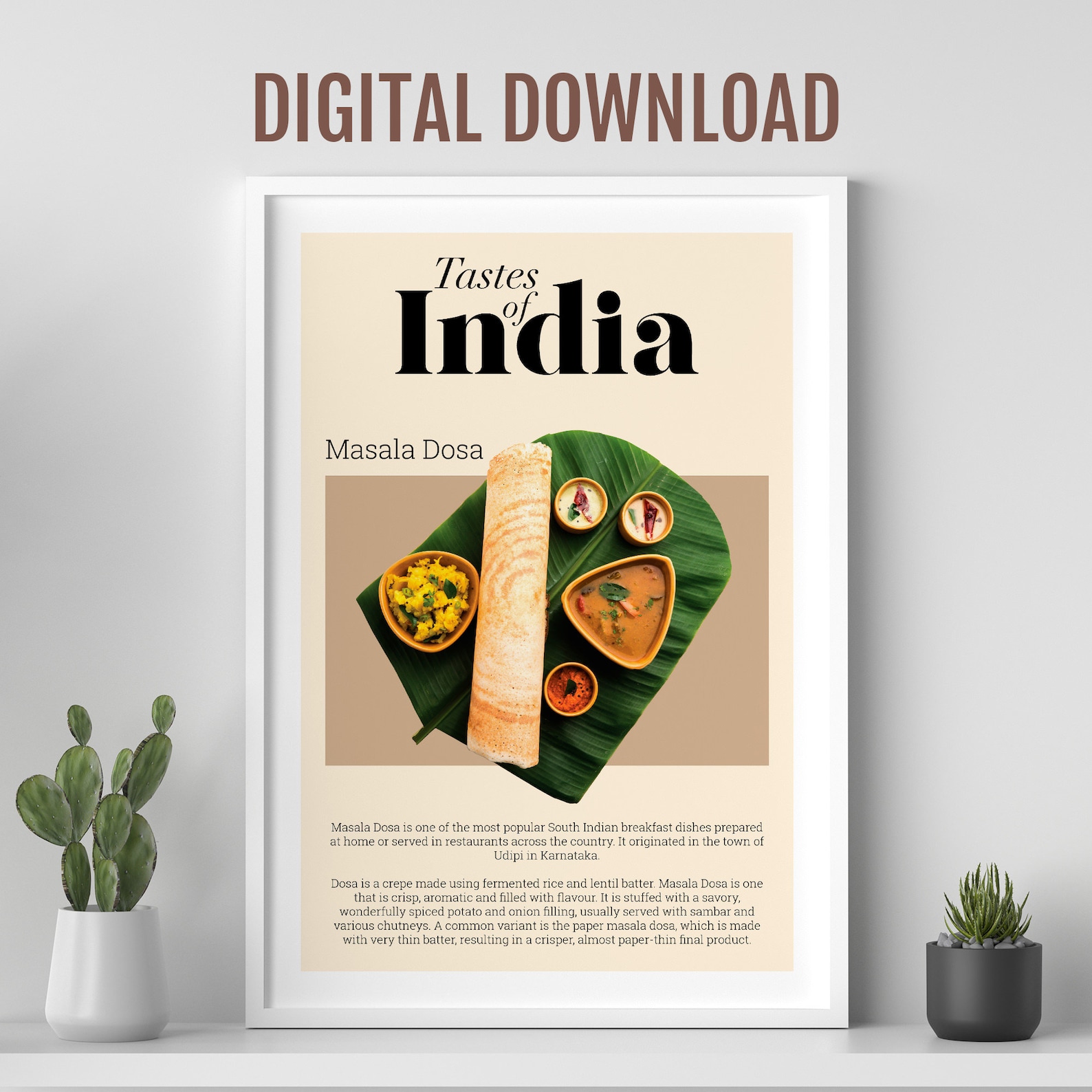 Buy Masala Dosa Poster, Desi South Indian Food Art, Asian Food Art ...