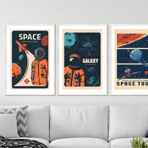 Set of 3 Space Posters, Space Wall Art, NASA Wall Art, Rocket Wall ...