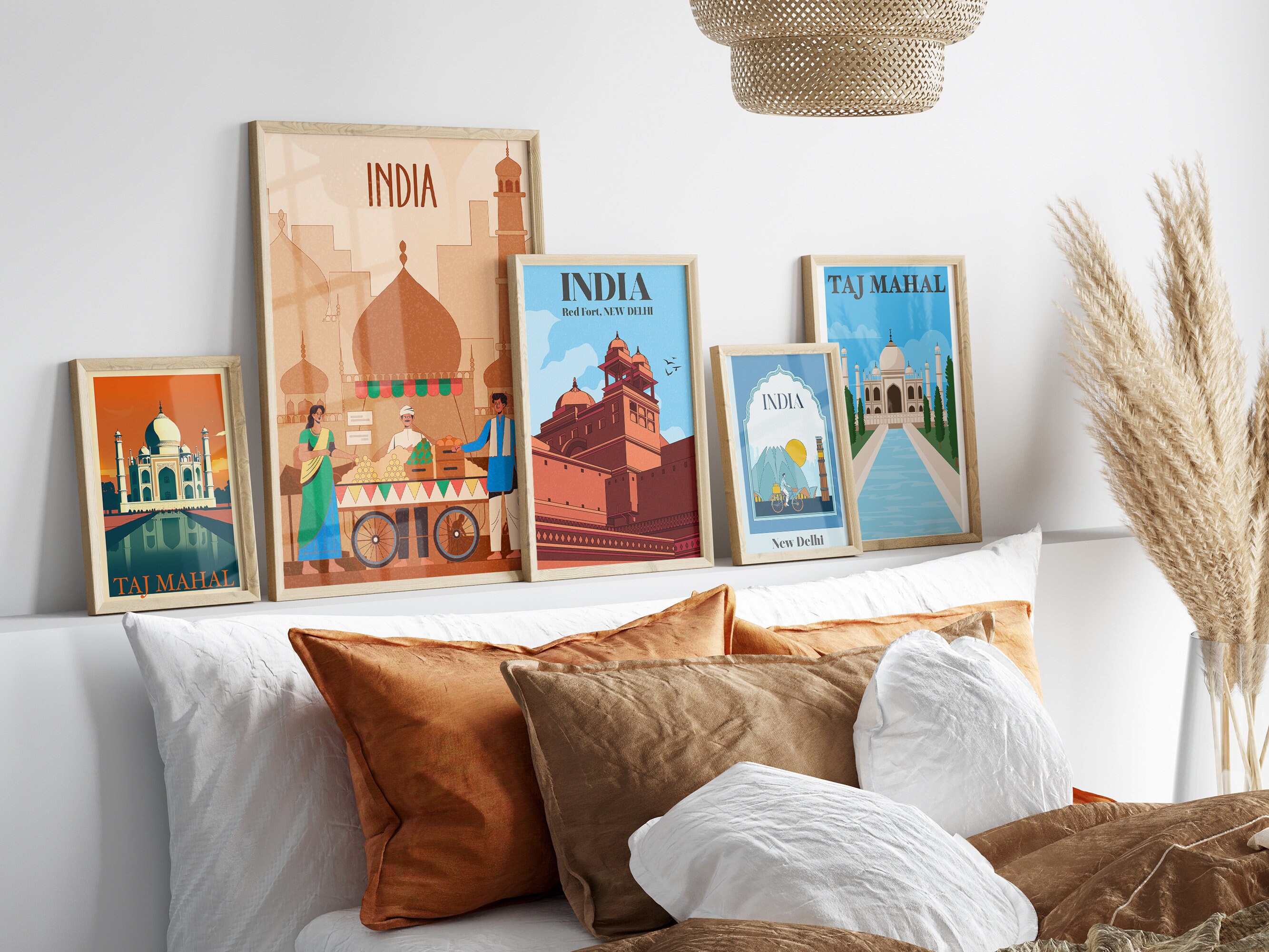 India Travel Posters, Set of 7 Travel Prints, Vintage India Travel ...