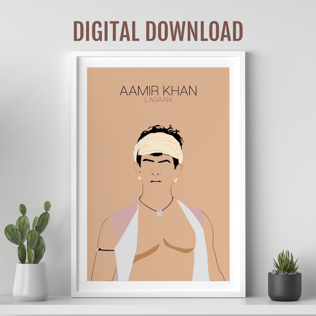 Aamir Khan Poster, Bollywood Actor Portrait, Minimal Film Wall Art, Desi Wall Art, Bollywood ...