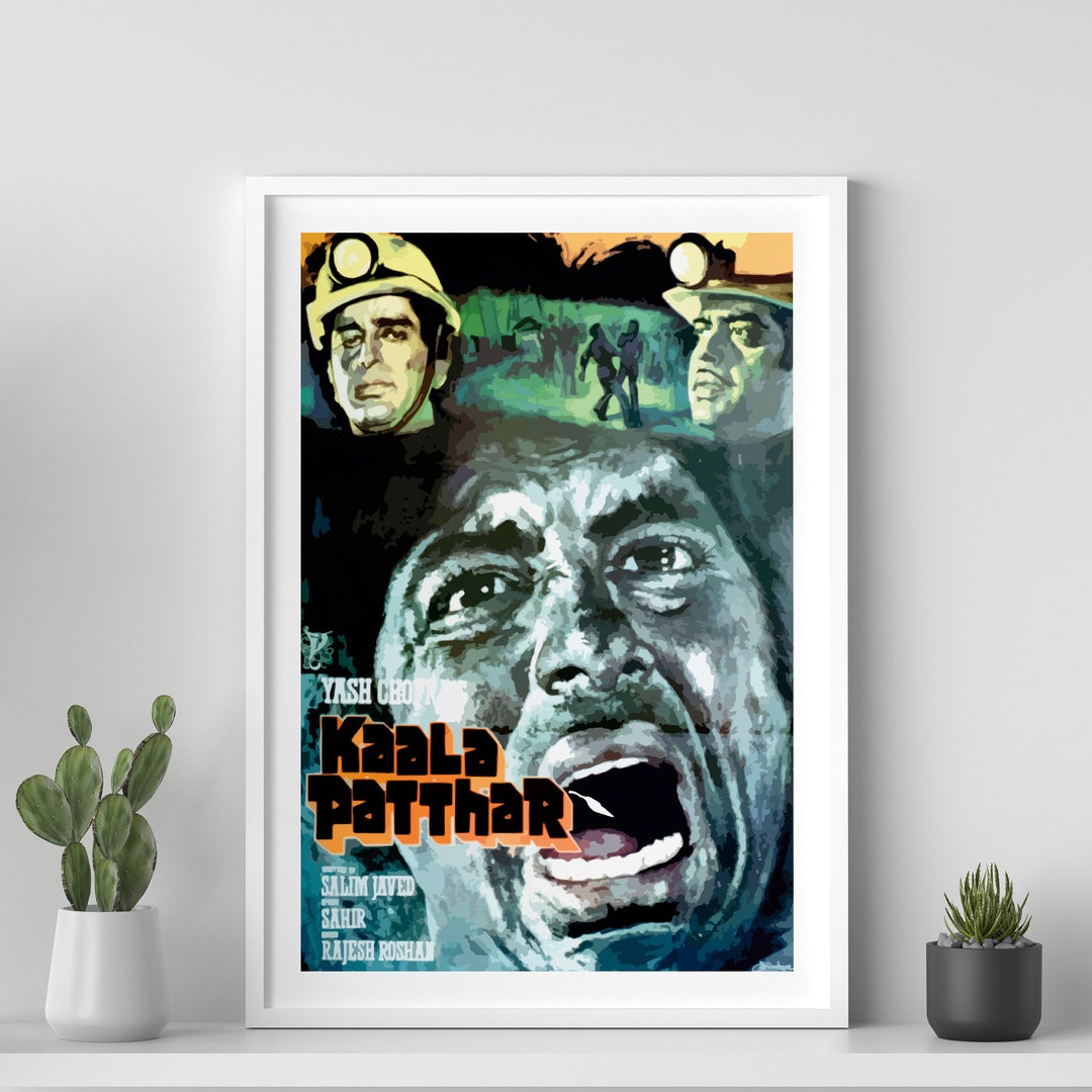 Kala Patthar Movie Poster, Desi Wall Art, Bollywood Movie Poster, Retro ...