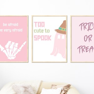 Pink Halloween Decor, Set of 8 Halloween Prints, Pink Halloween, Pastel ...