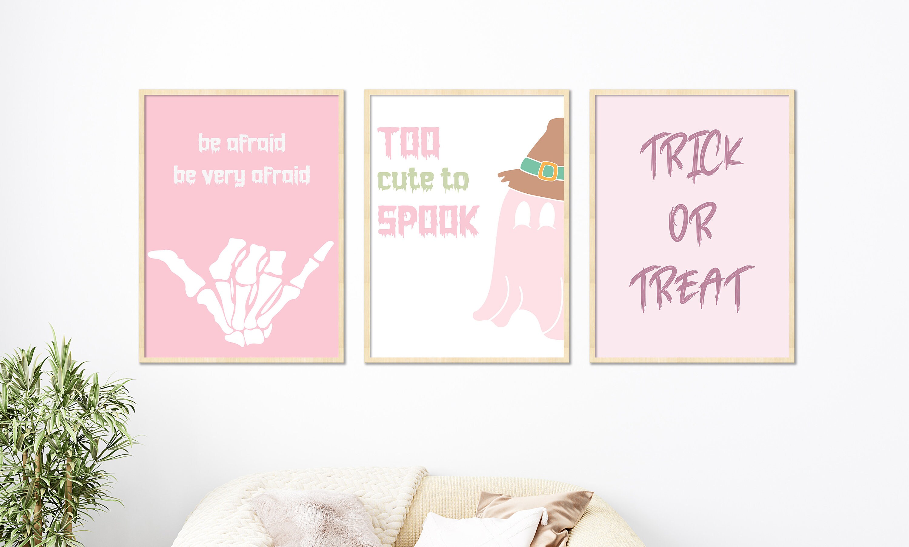 Pink Halloween Decor, Set of 8 Halloween Prints, Pink Halloween, Pastel ...