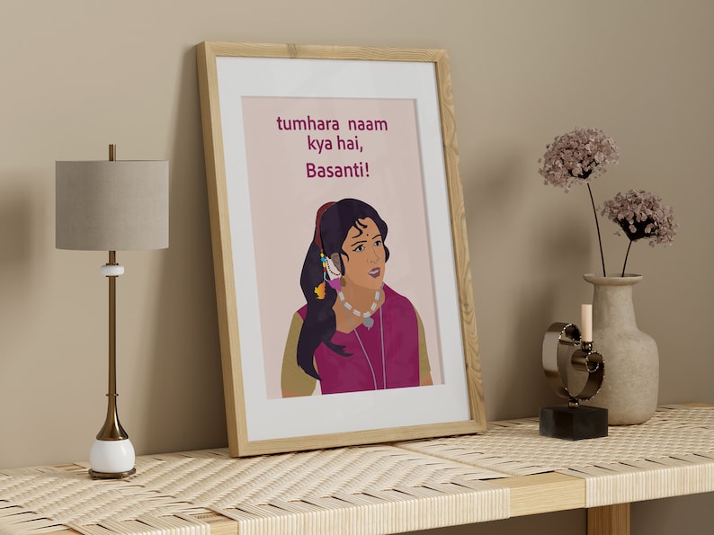 Sholay Movie Poster, Basanti Hema Malini, Hindi Movie Dialogue, Desi ...