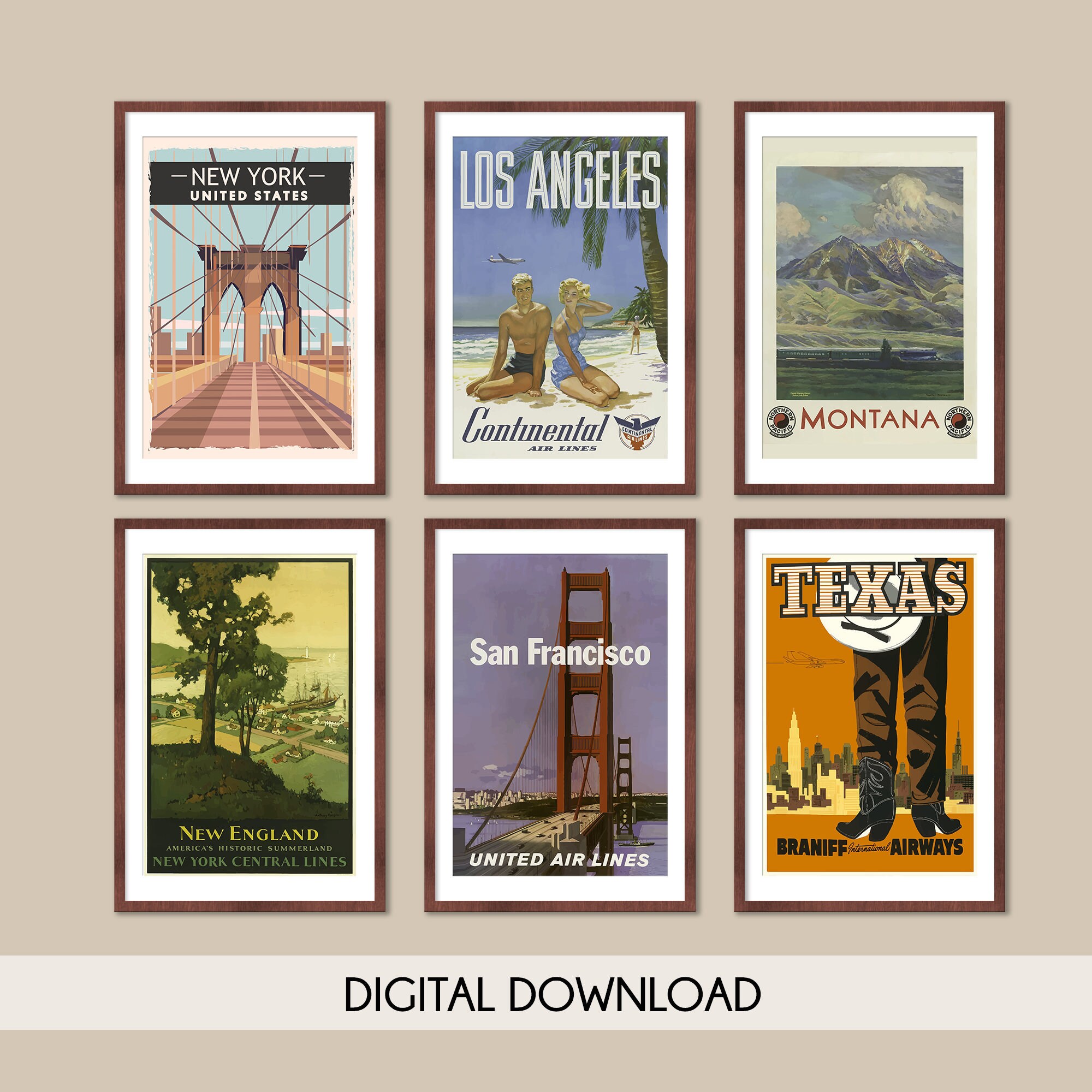 Vintage Travel Posters, Set of 20 Travel Posters, America Travel ...