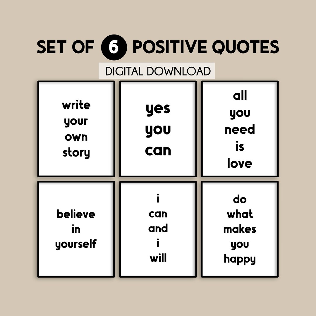 Motivation Quotes, Set of 6 Prints, Positive Affirmations ...