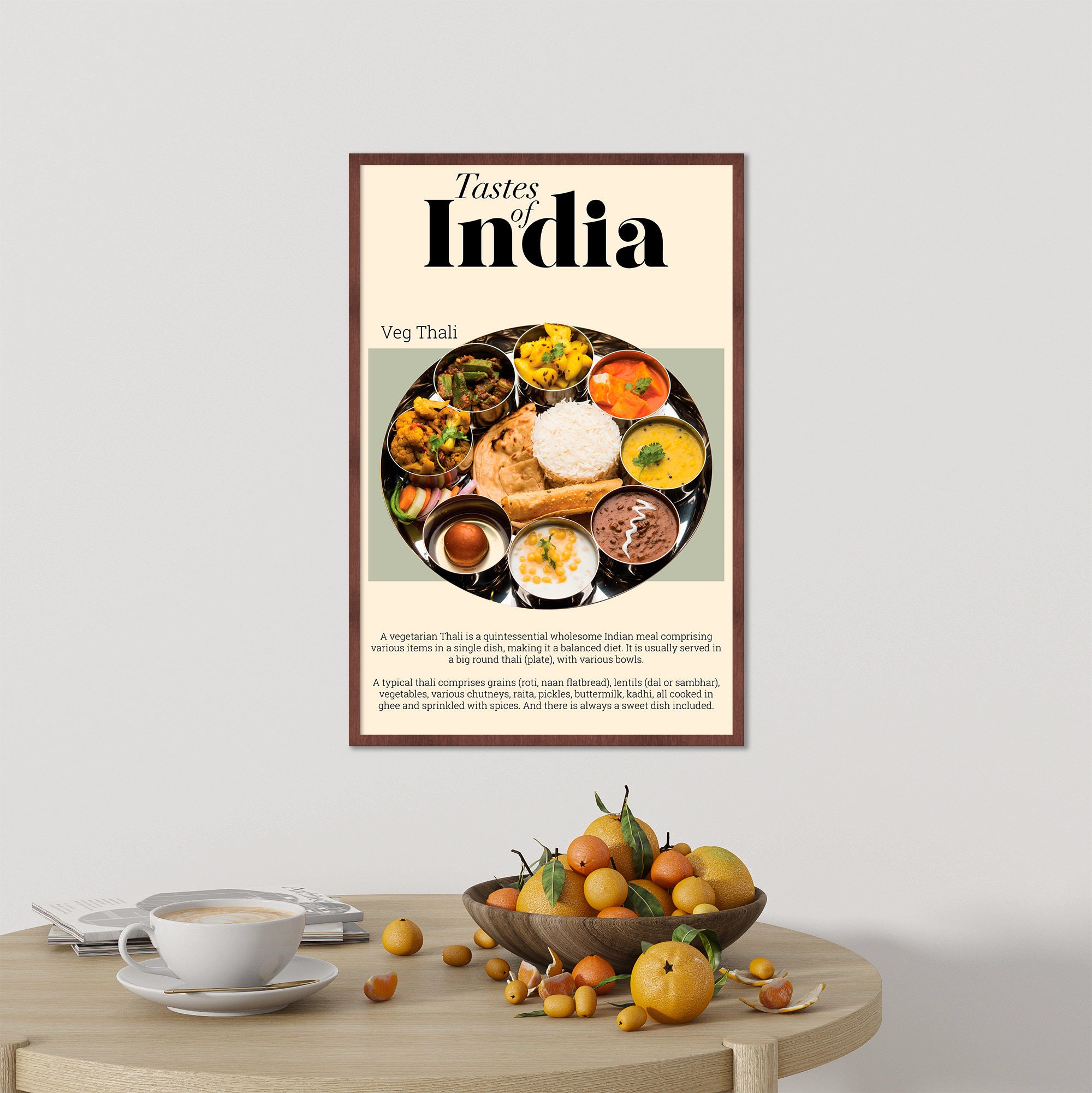 Veg Thali Food Poster, Desi Indian Food Art, Asian Food Art, Colourful ...