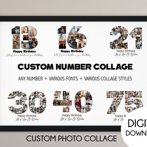 Custom Number Collage Custom Photo Collage Birthday Photo - Etsy