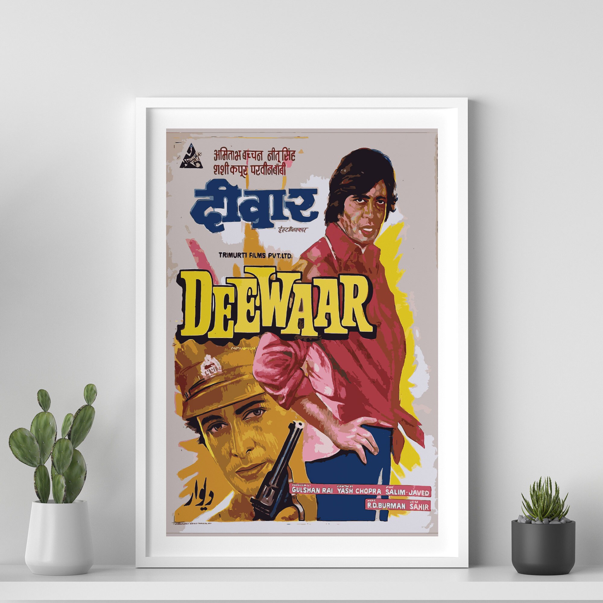 Deewaar Movie Poster, Desi Wall Art, Bollywood Movie Poster, Retro ...