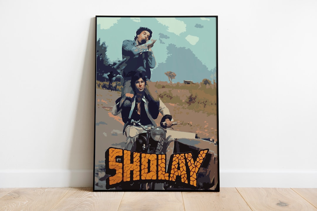 Sholay Movie Poster Desi Wall Art Bollywood Movie Poster - Etsy UK