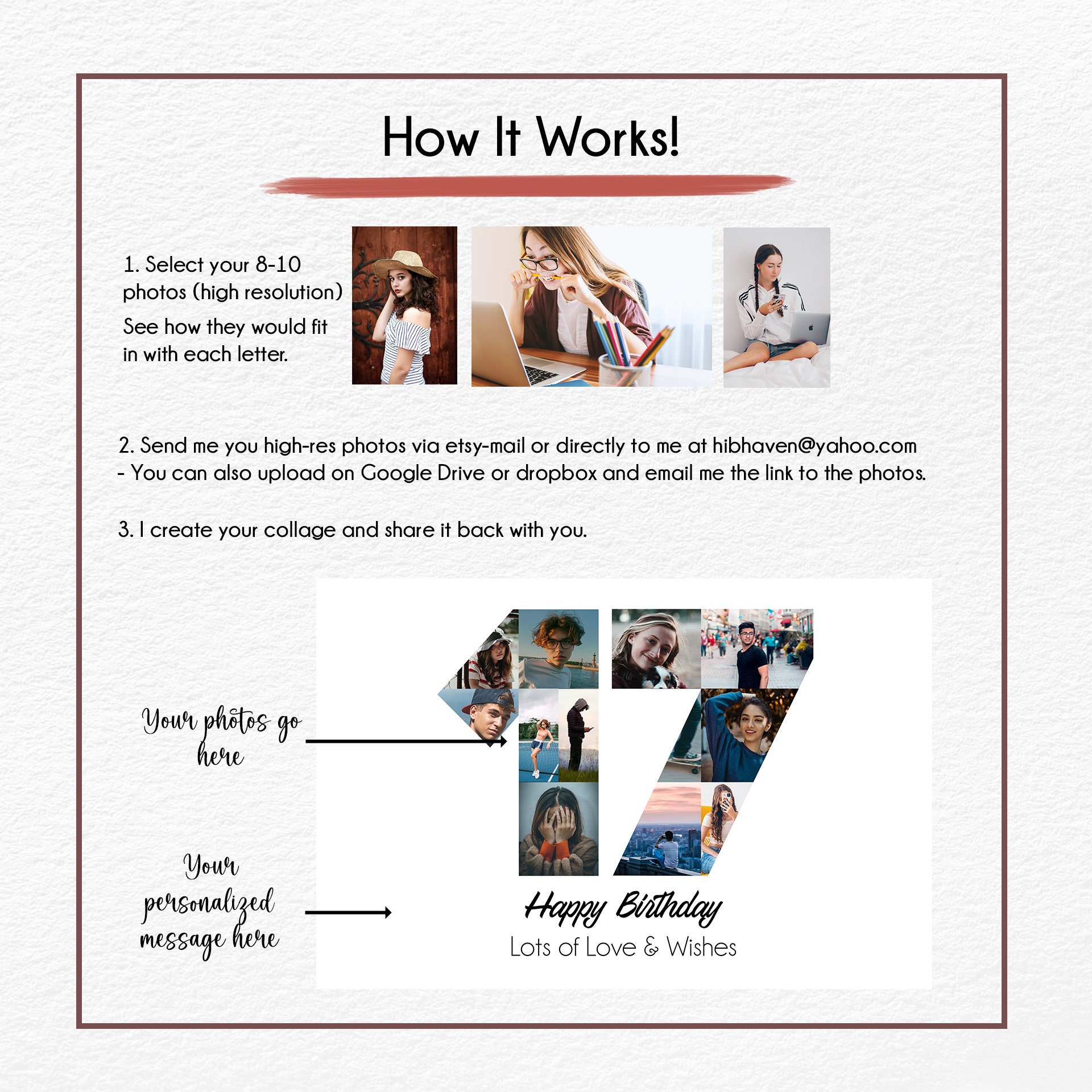 17th Birthday Photo Collage, 17th Anniversary Gift, Number Photo ...