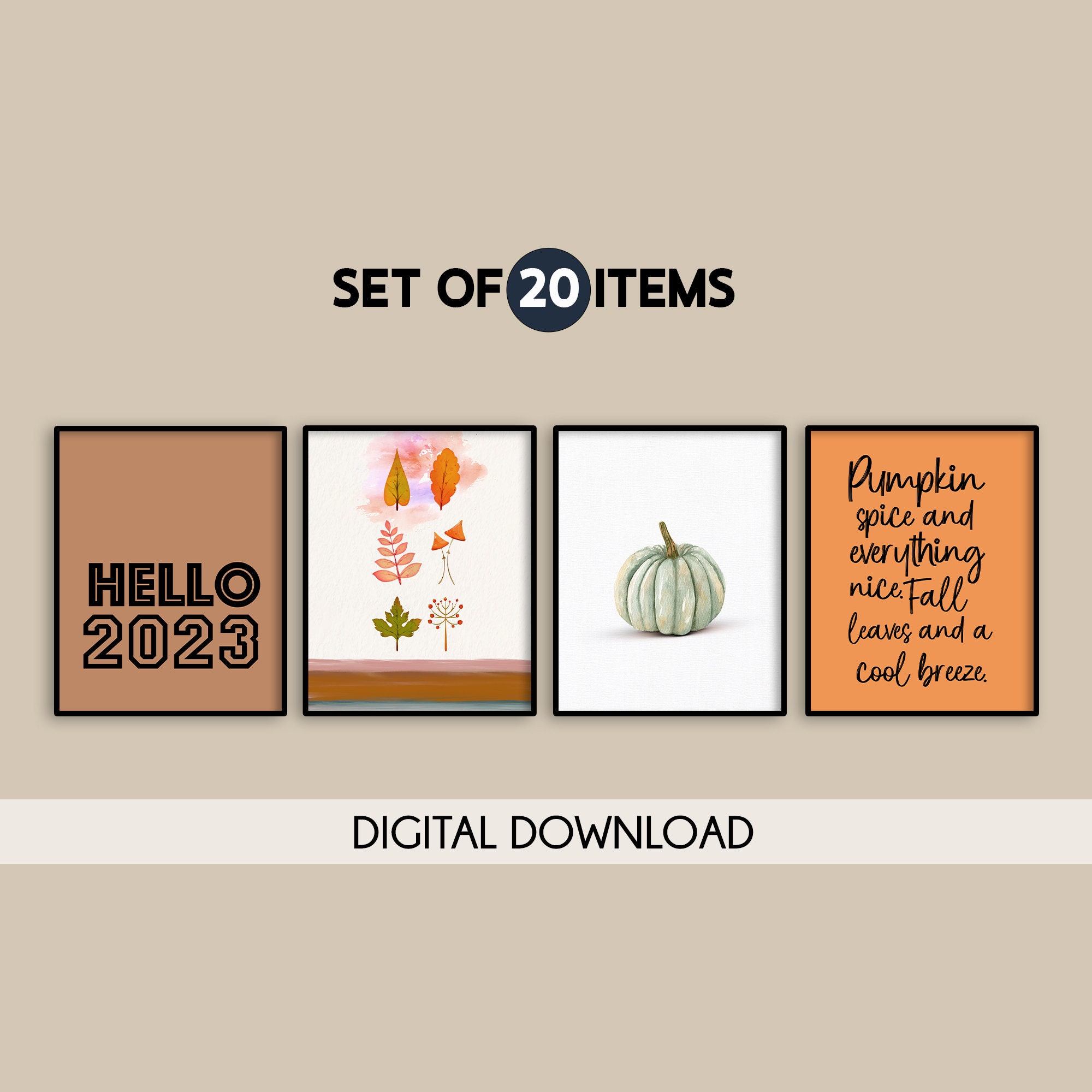 Thanksgiving Printable Gallery Wall Art Bundle, Set of 20 Prints, Fall ...