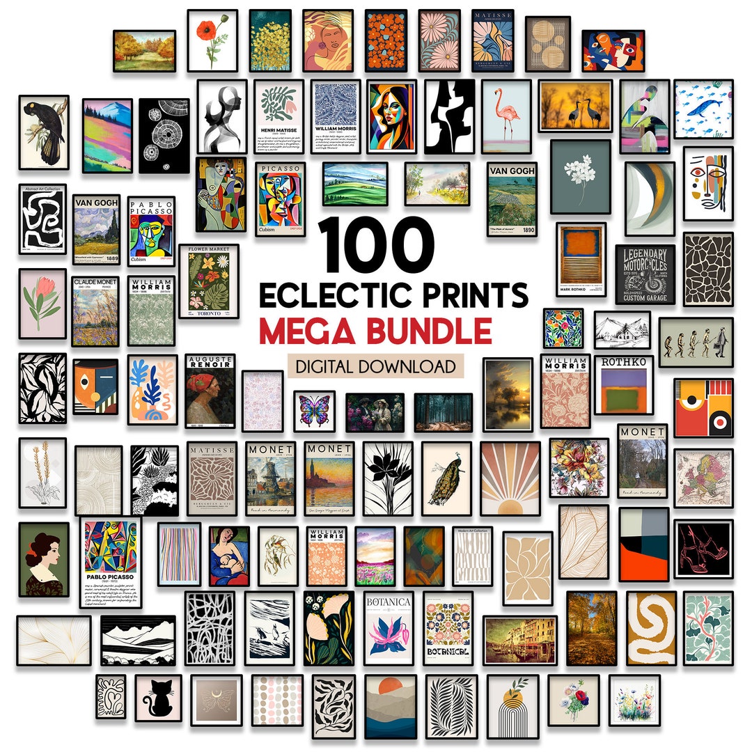 100 Eclectic MEGA BUNDLE Gallery Wall Set, Gallery Wall Collage ...