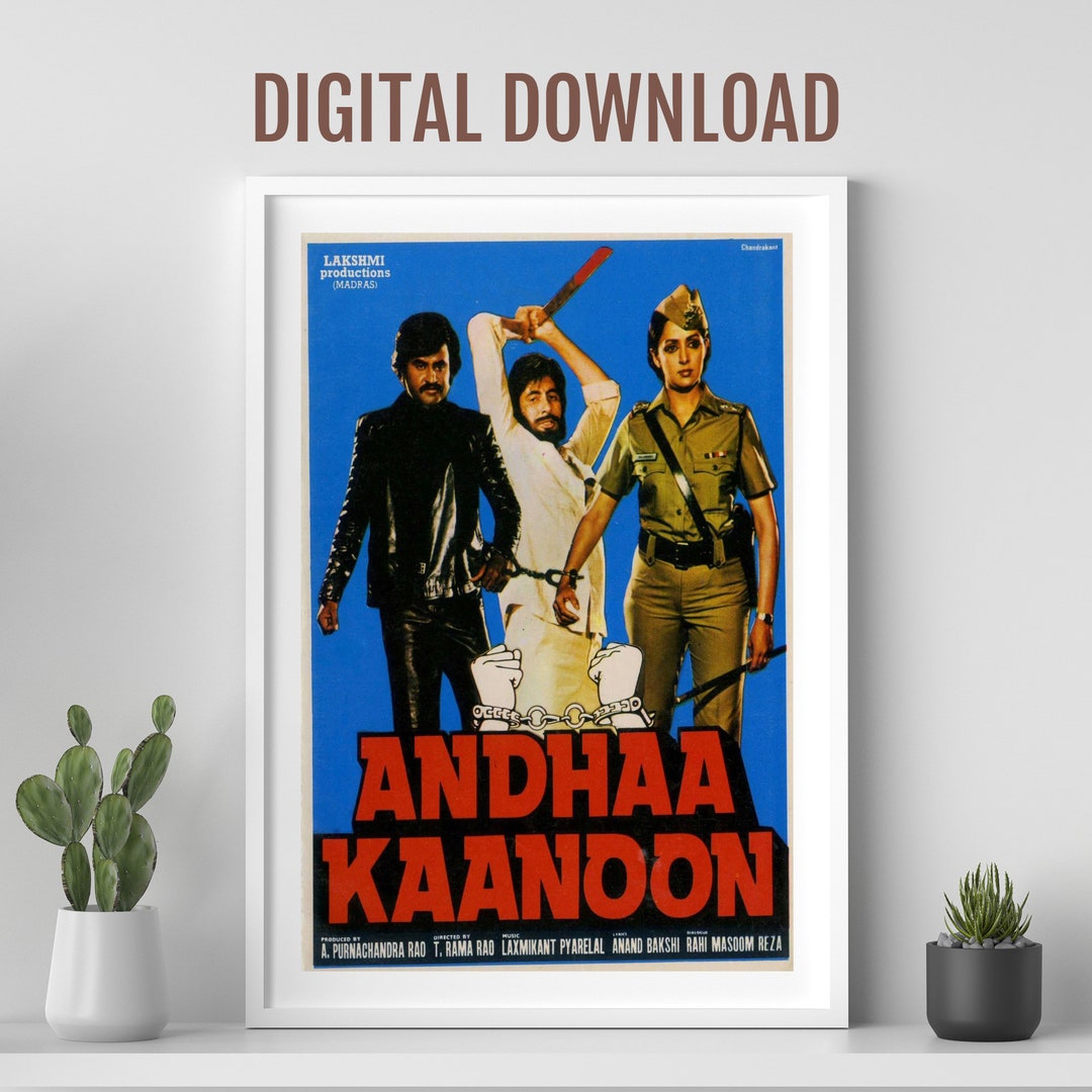 Andhaa Kaanoon Movie Poster, Desi Wall Art, Bollywood Movie Poster ...