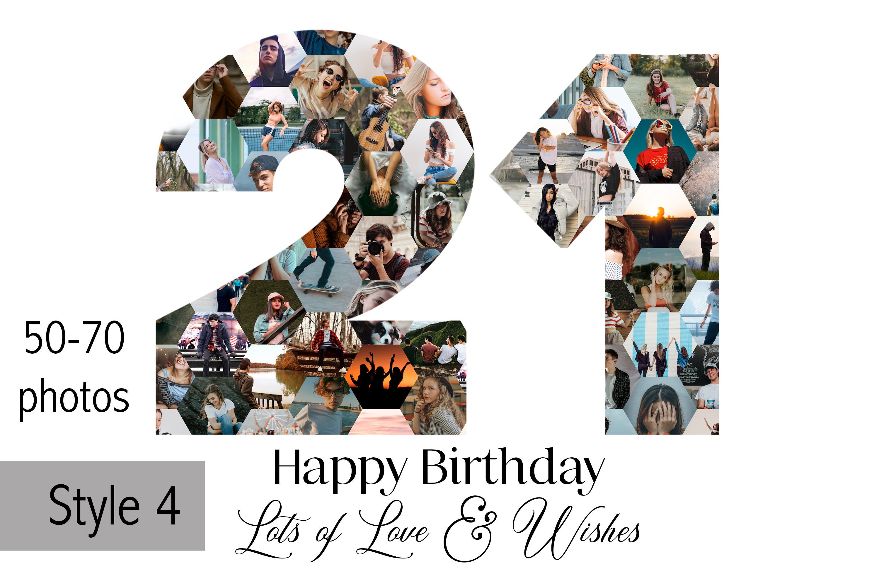 Custom Number Collage Custom Photo Collage Birthday Photo - Etsy