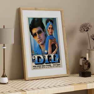 Dil Movie Poster, Desi Wall Art, Bollywood Movie Poster, Retro ...