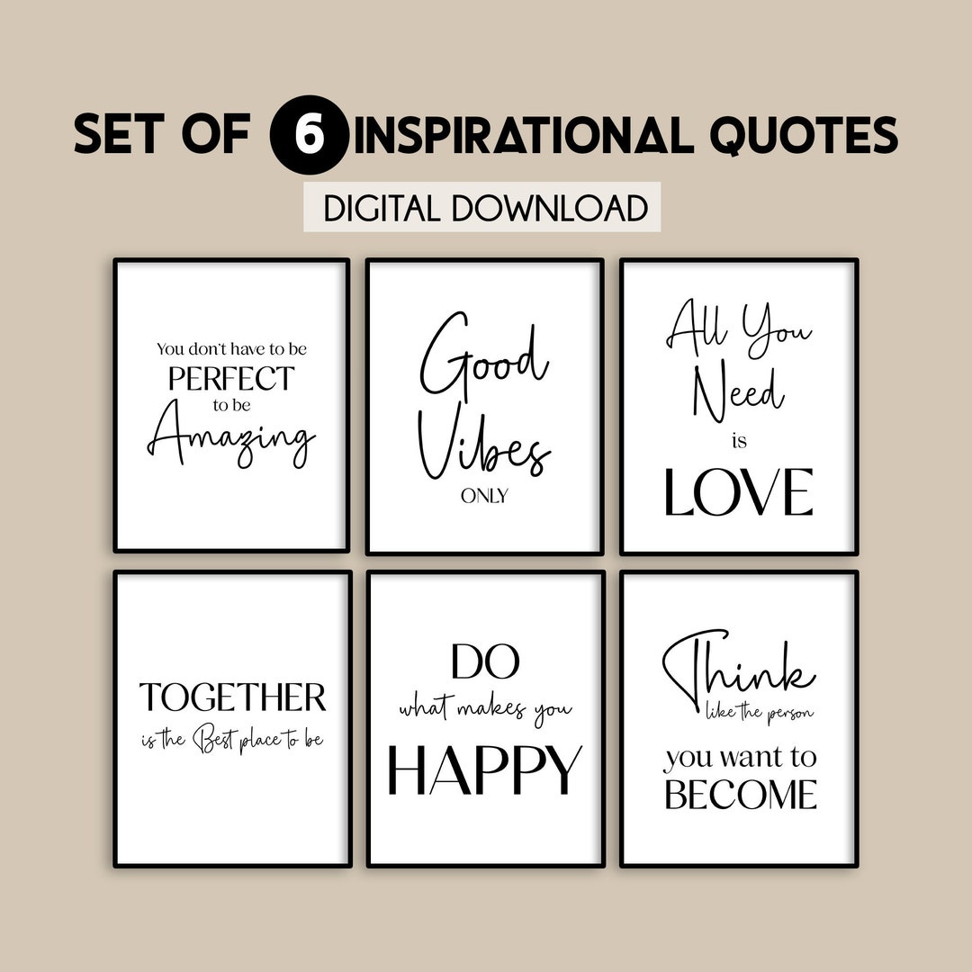 Inspirational Art, Set of 6 Prints, Positive Affirmations, Motivational ...
