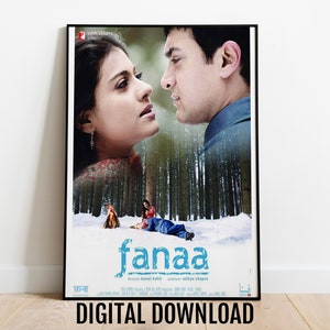 Fanaa Movie Poster, Desi Wall Art, Bollywood Movie Poster, Retro ...