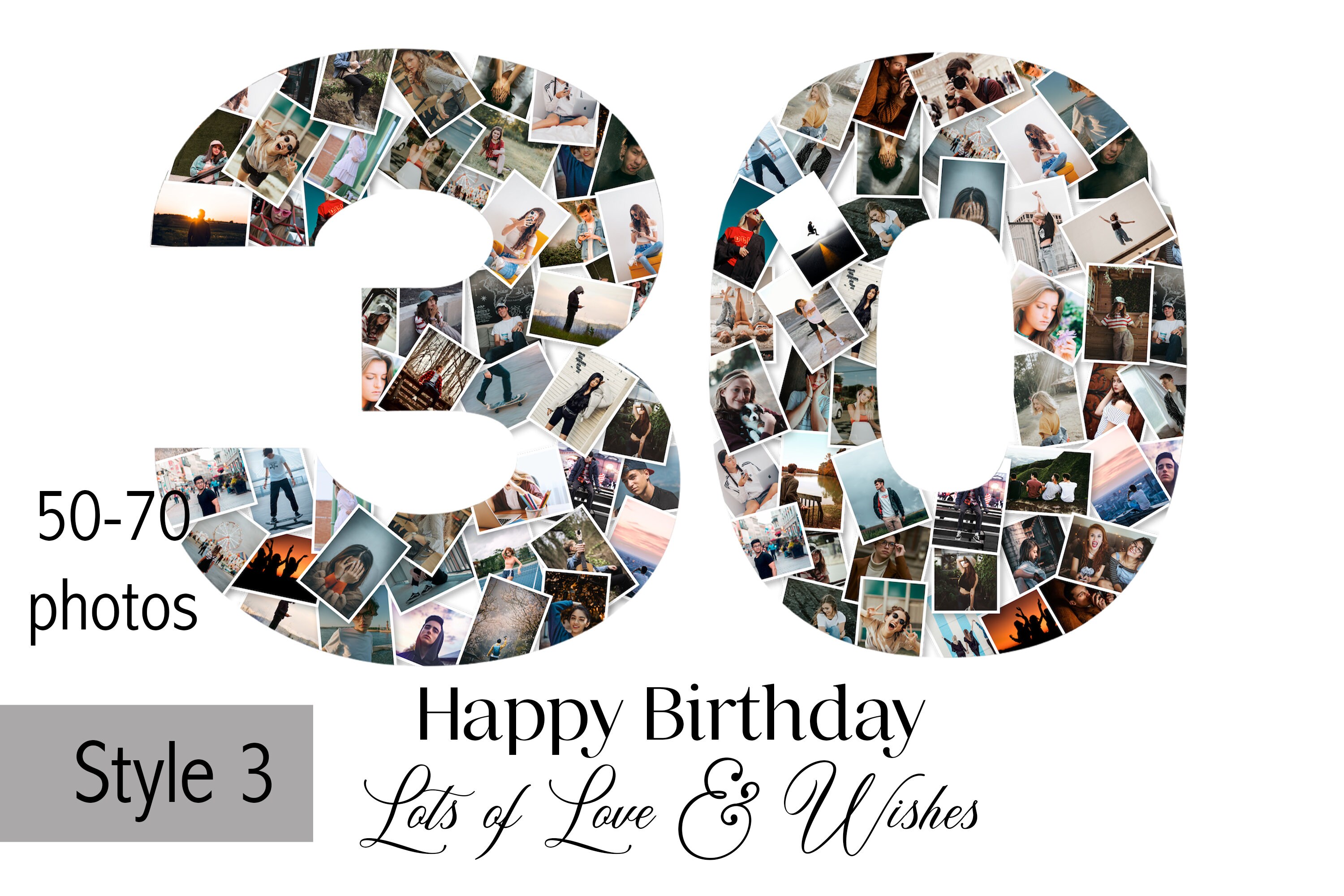 Custom Number Collage Custom Photo Collage Birthday Photo - Etsy