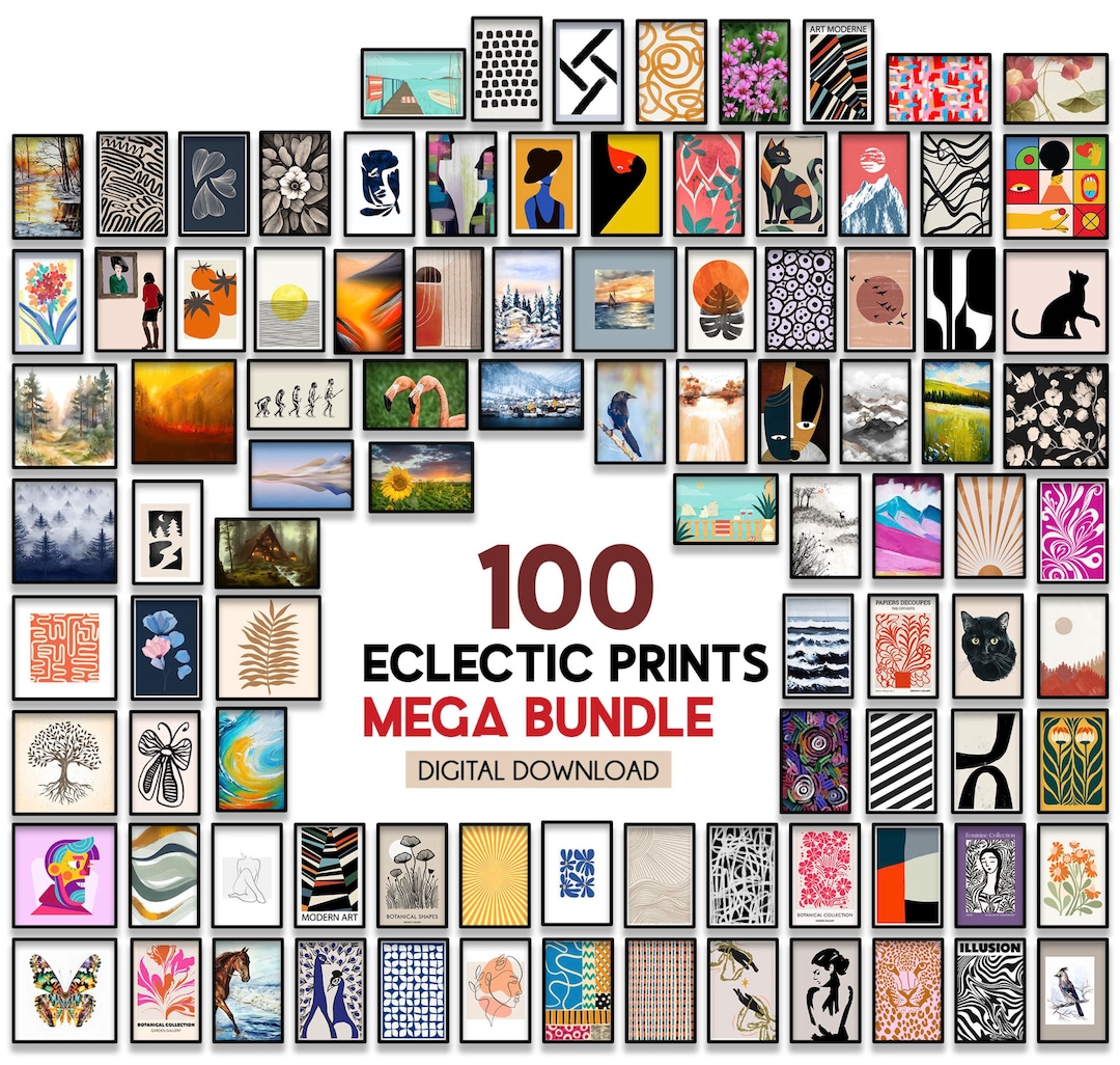 Gift Set of 100 Eclectic MEGA BUNDLE Gallery Wall Set, Gallery Wall ...