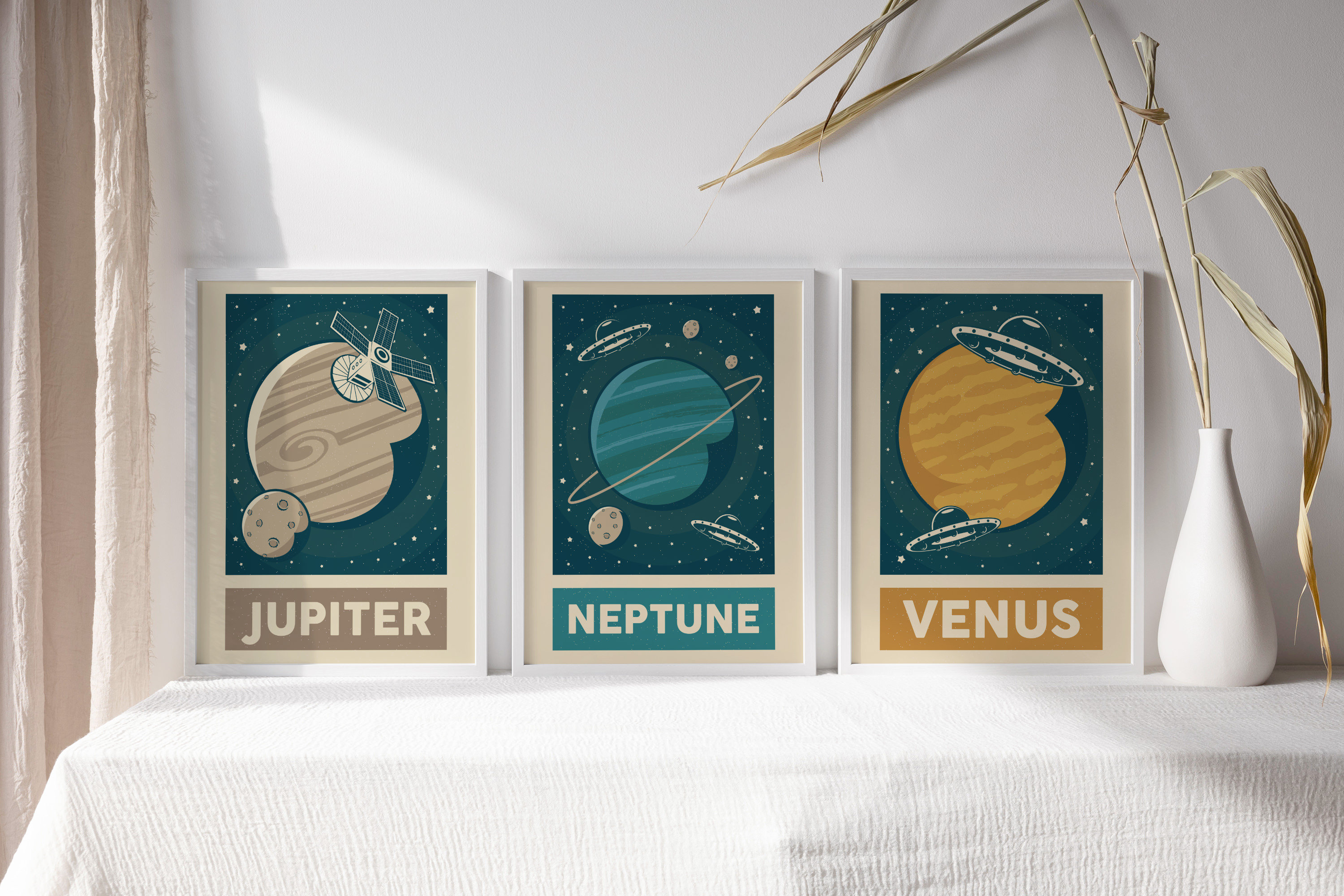 Gift Poster Set of 9 Planets for Teenager, Space Wall Art, Solar System ...