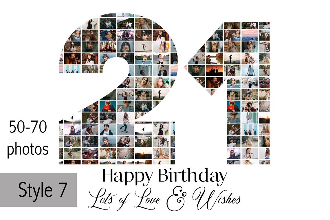 Custom Number Collage Custom Photo Collage Birthday Photo - Etsy