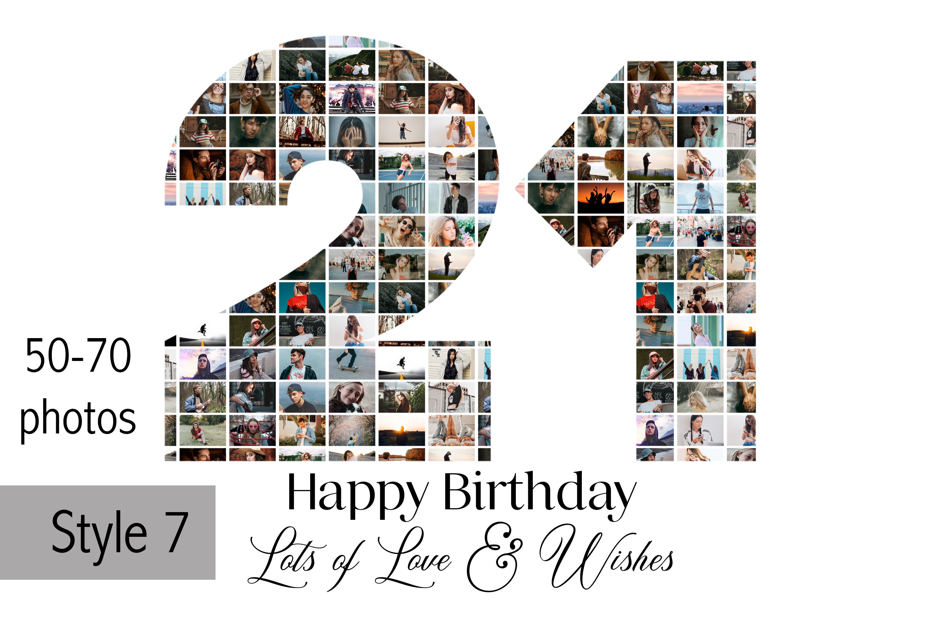 Custom Number Collage Custom Photo Collage Birthday Photo - Etsy