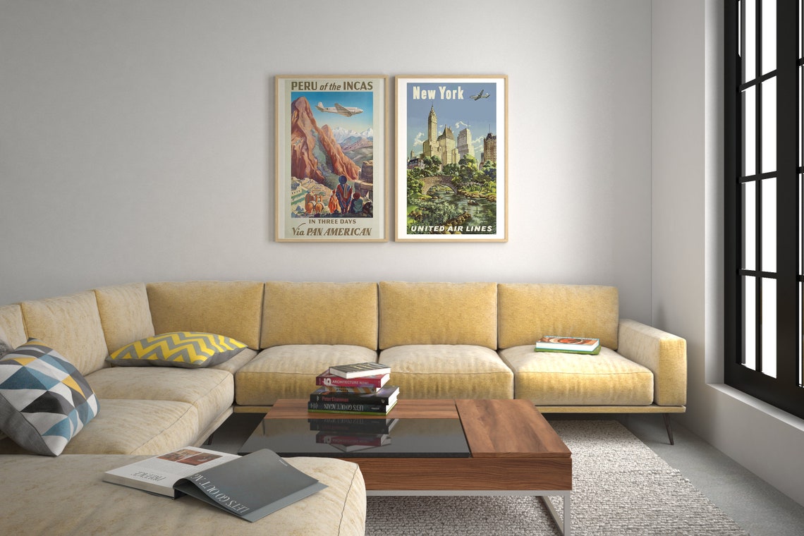 Vintage Airline Posters, Set of 21 Airline Posters, Vintage Travel ...