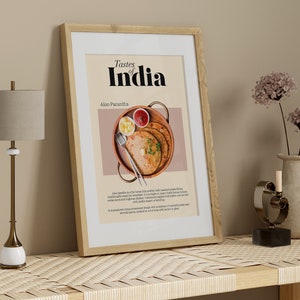 Aloo Parantha Poster, Desi Indian Food Art, Asian Food Art, Colourful ...