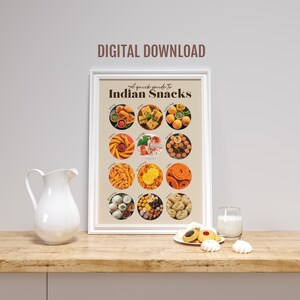 Indian Snacks Food Poster Collage, Gift for Indian Food Lover, Assorted ...