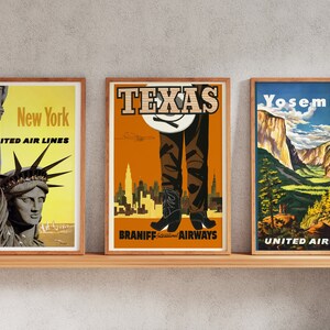 Vintage Airline Posters, Set of 21 Airline Posters, Vintage Travel ...