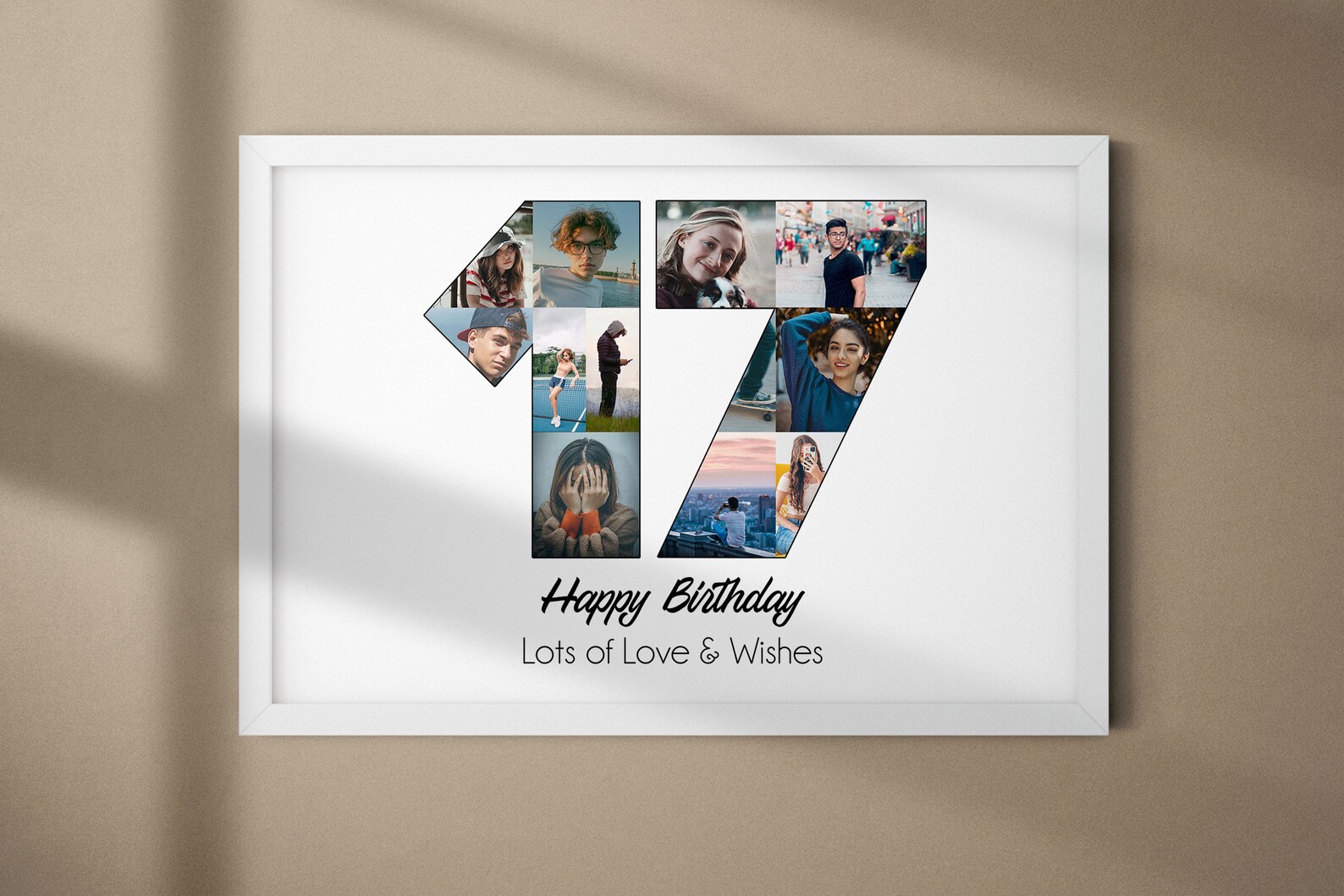 17th Birthday Photo Collage, 17th Anniversary Gift, Number Photo ...