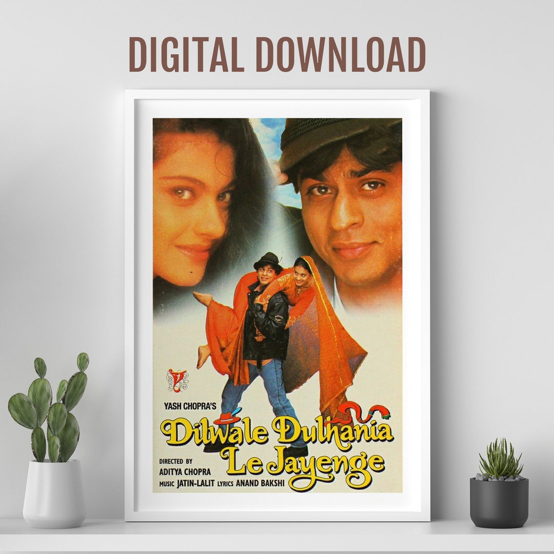 DDLJ Movie Poster, Desi Wall Art, Bollywood Movie Poster, Dilwale ...