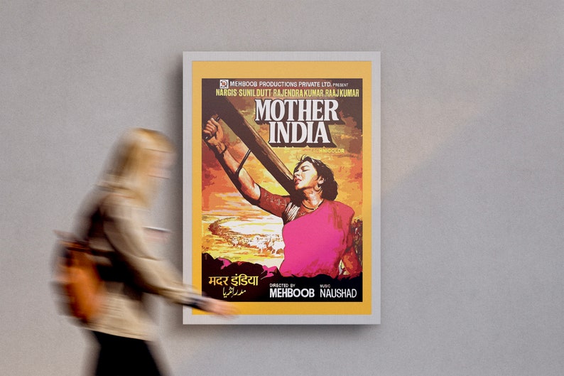 Mother India Movie Poster, Desi Wall Art, Bollywood Movie Poster, Retro ...