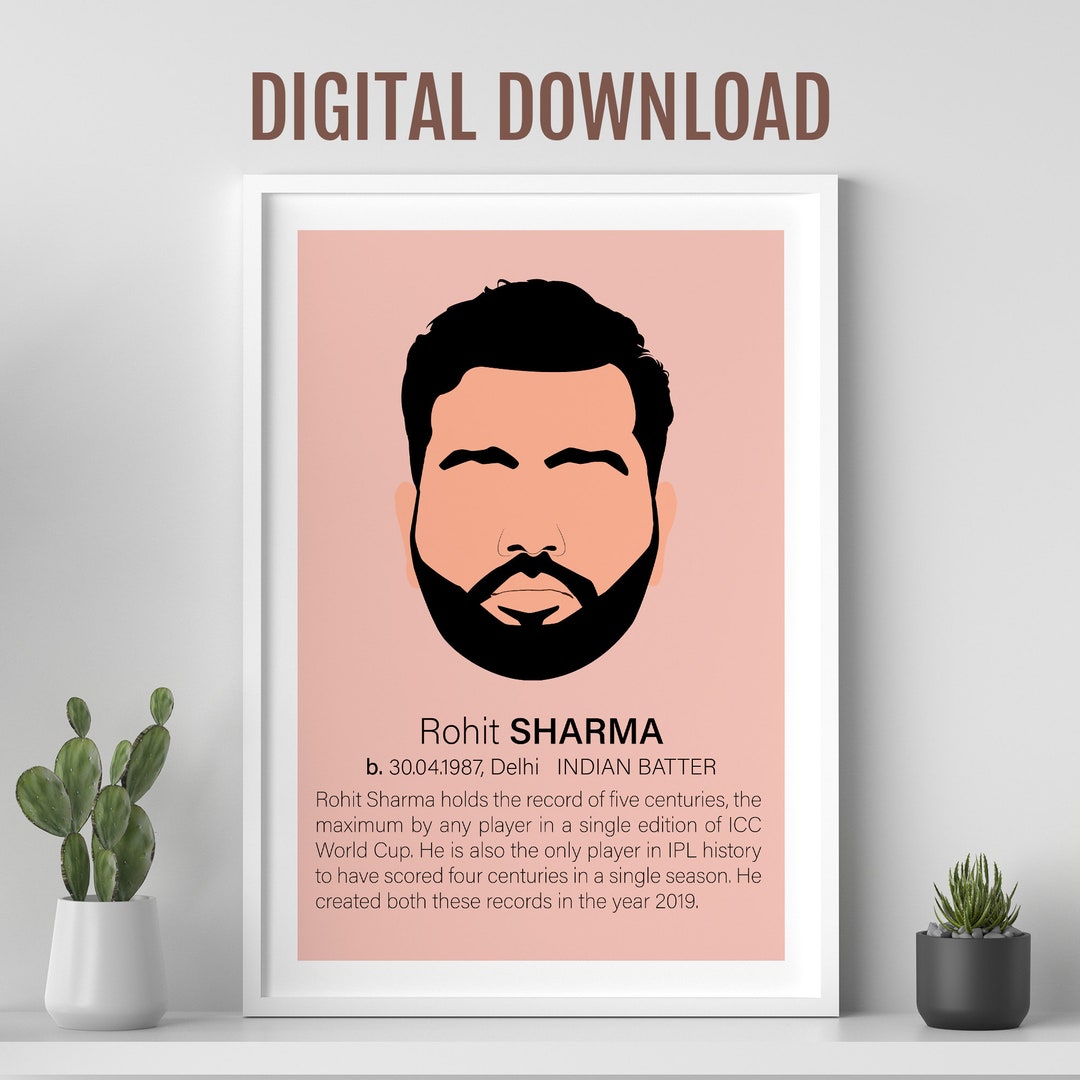 Rohit Sharma Cricket Poster, Indian Sports Decor, Gift for Cricket ...
