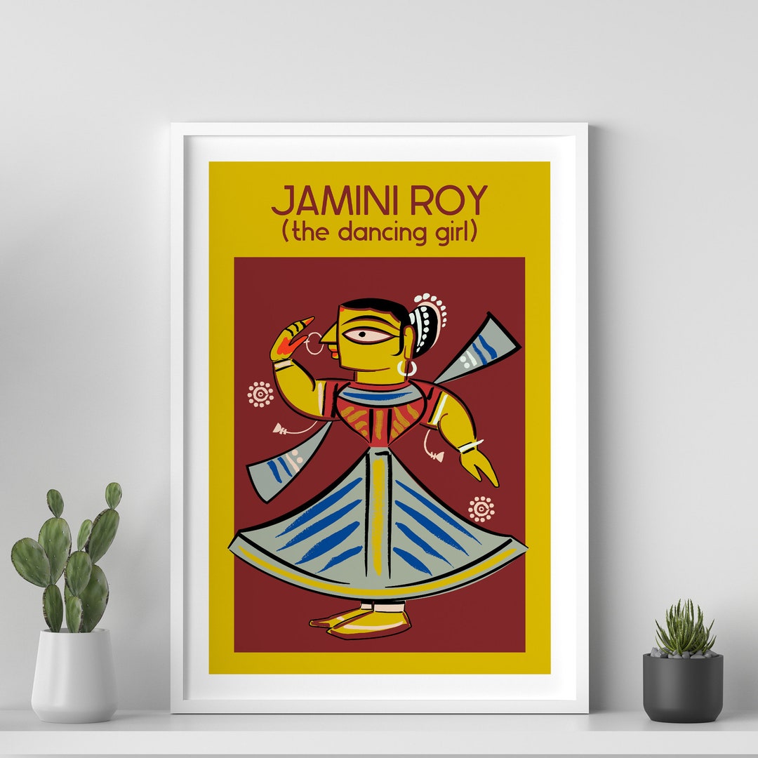 Jamini Roy Style Painting, Colourful Indian Vintage Art, Living Room ...