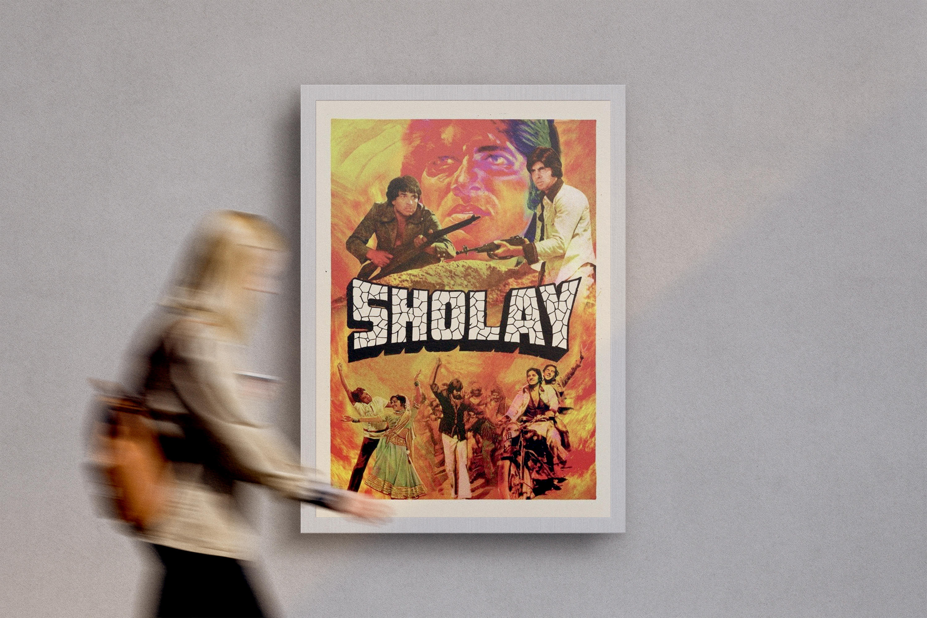 Sholay Movie Poster, Desi Wall Art, Bollywood Movie Poster, Indian ...