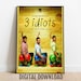 3 Idiots Movie Poster, Desi Wall Art, Bollywood Movie Poster, Retro ...