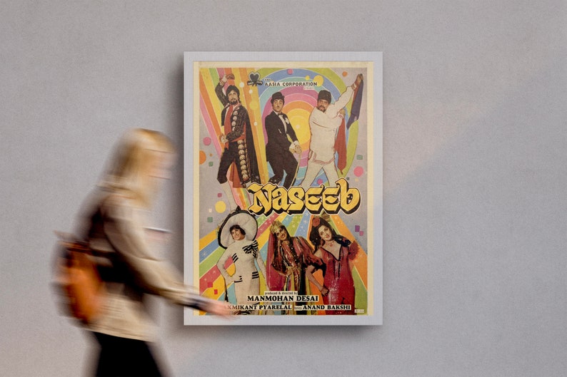 Naseeb Movie Poster, Desi Wall Art, Bollywood Movie Poster, Retro ...