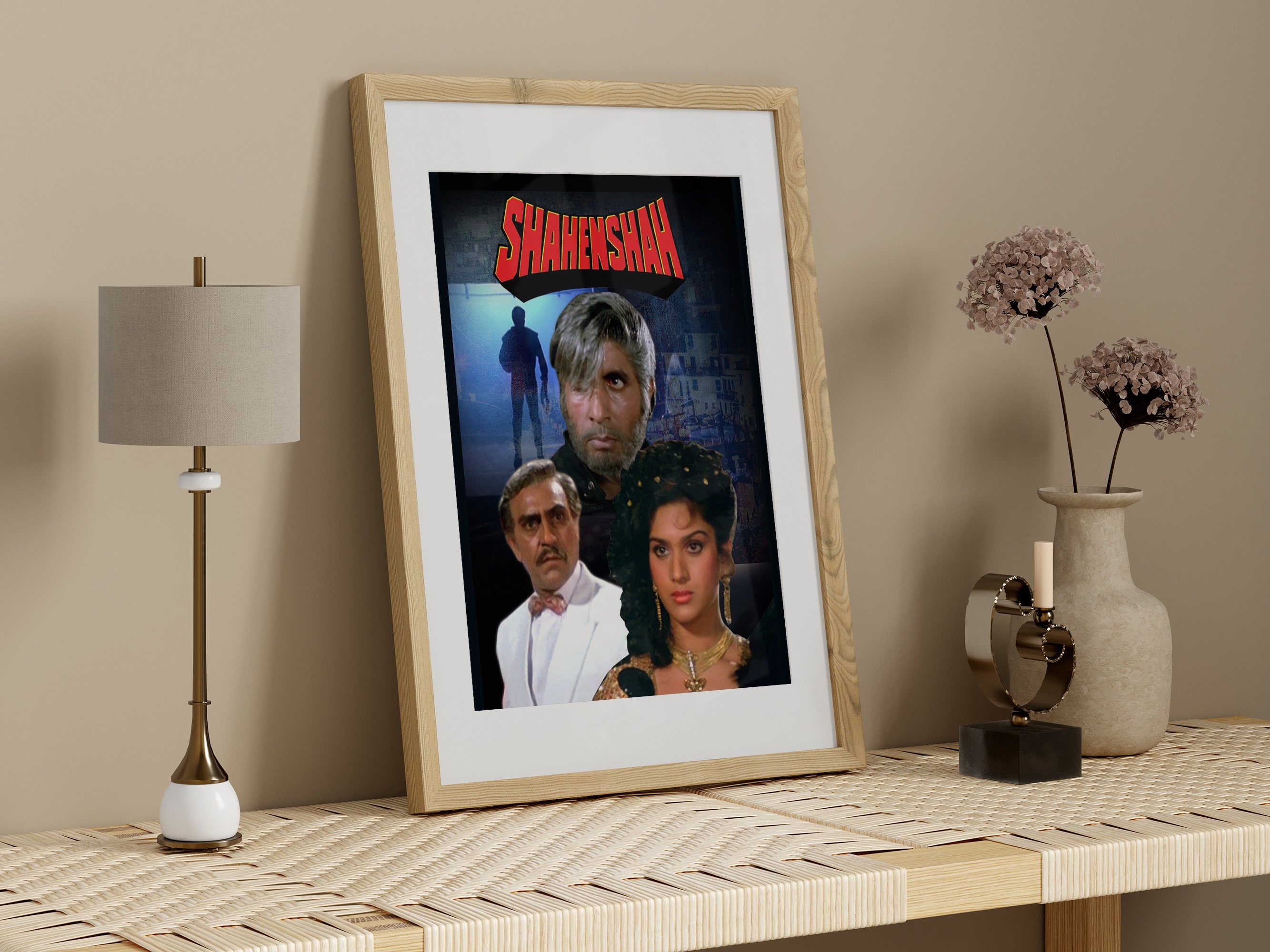 Shahenshah Movie Poster, Desi Wall Art, Bollywood Movie Poster, Retro ...