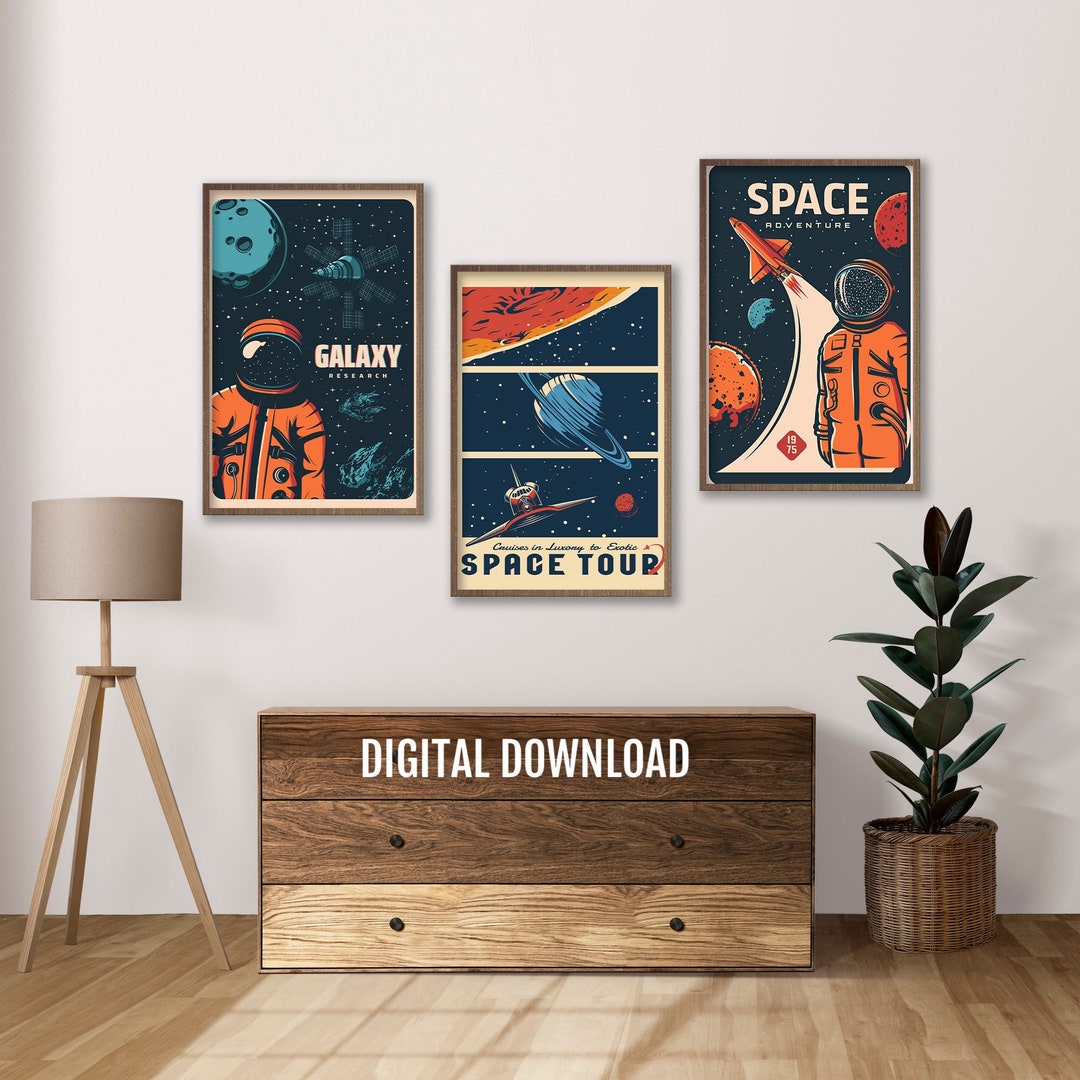 Set of 3 Space Posters, Space Wall Art, NASA Wall Art, Rocket Wall ...