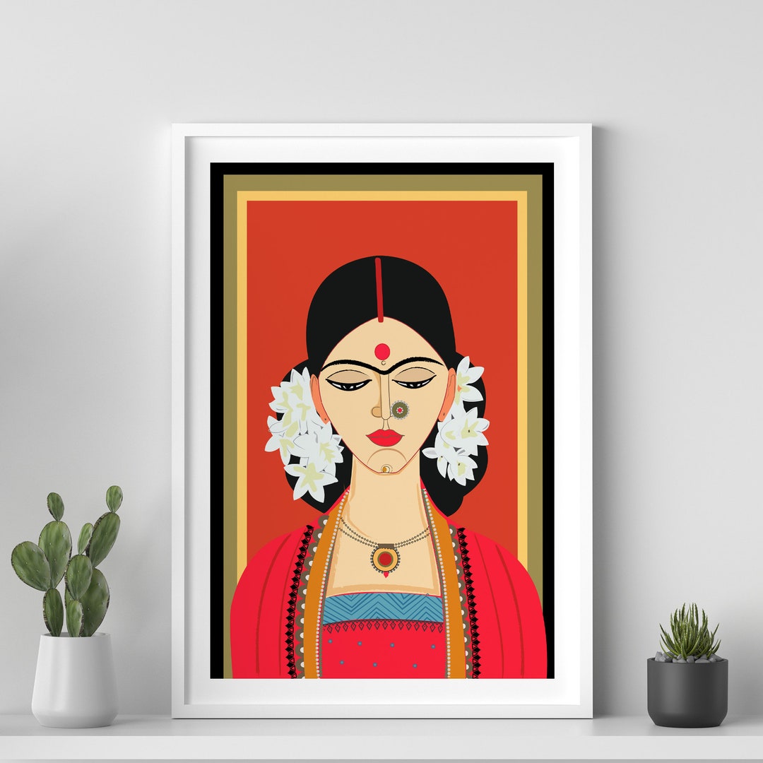 Indian Bride Painting, Indian Wall Art, Indian Art Print, Indian Queen ...
