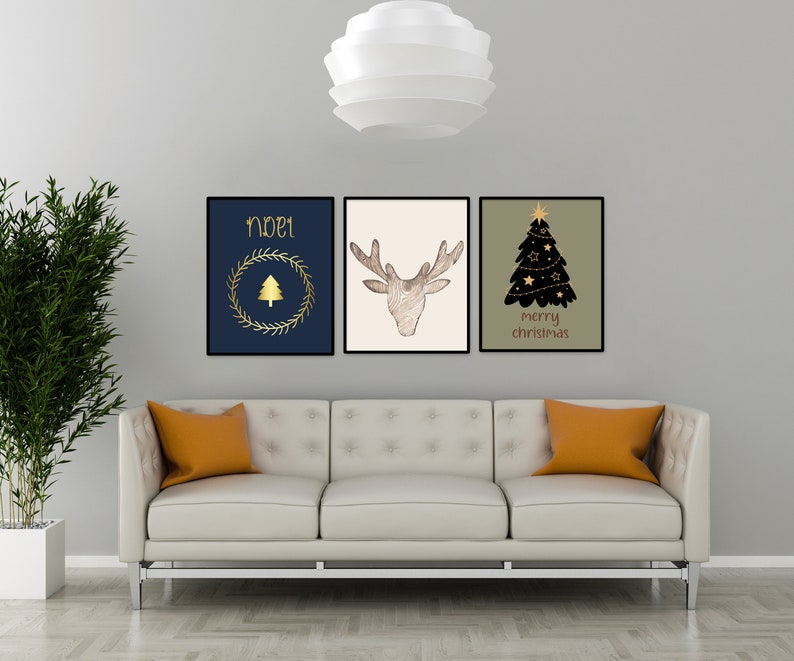 Christmas Gallery Wall Set, Modern Christmas Home Decor, Christmas ...