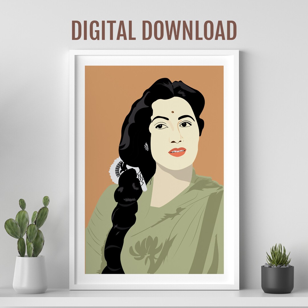Actress Madhubala Poster, Vintage Bollywood Actress Portrait, Film Wall ...