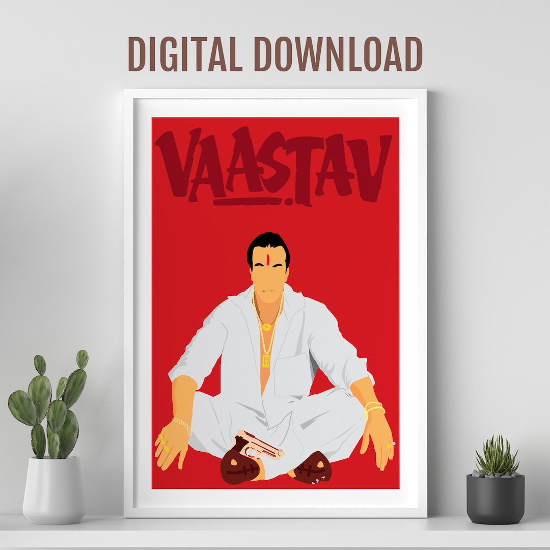 Sanjay Dutt Poster, Vaastav Movie, Unique Gift for Him, Desi Wall Art, Bollywood Movie Poster ...