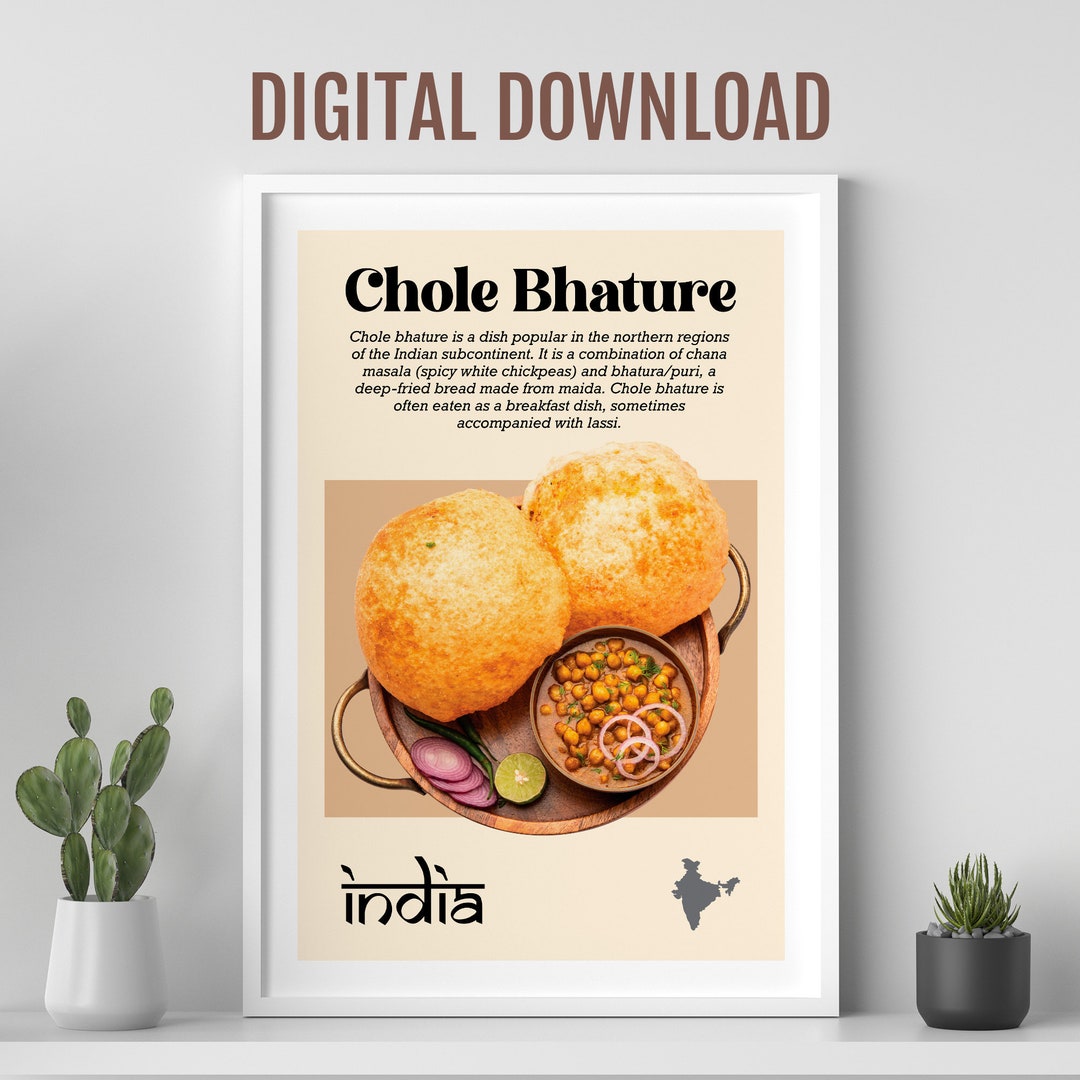 Chole Bhature Poster, Desi Indian Food Art, Asian Food Art, Colourful ...