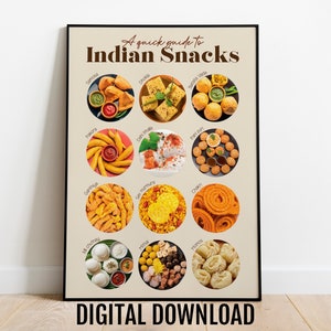 Indian Snacks Food Poster Collage, Gift for Indian Food Lover, Assorted ...