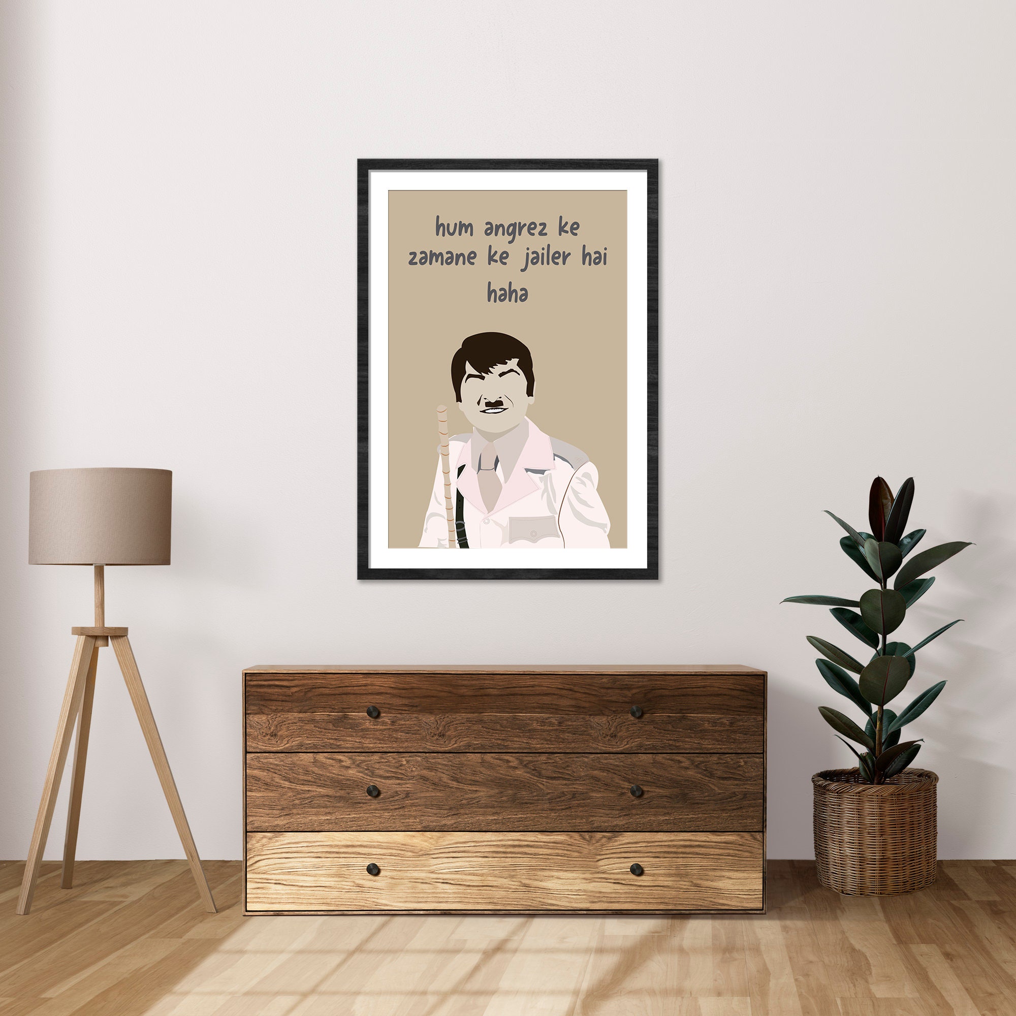 Sholay Movie Poster, Asrani, Angrez Ke Zamane Ke Jailer, Desi Wall Art ...