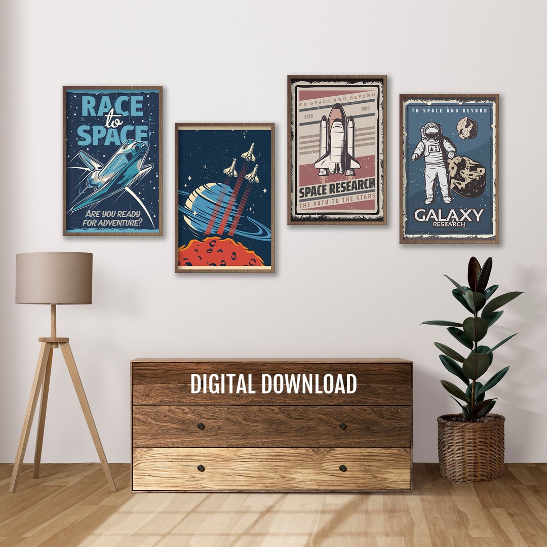 Set of 4 Space Posters Space Wall Art, NASA Wall Art, Rocket Wall Decor ...