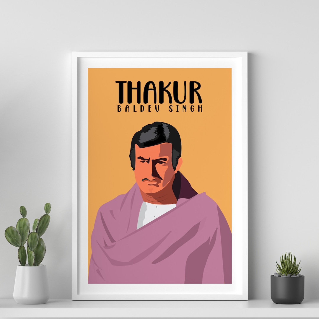 Sholay Movie Poster Thakur Sanjeev Kumar Desi Wall Art - Etsy